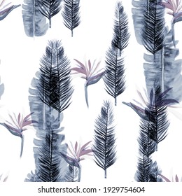 Cobalt Pattern Background Indigo Tropical Botanical Stock Illustration ...