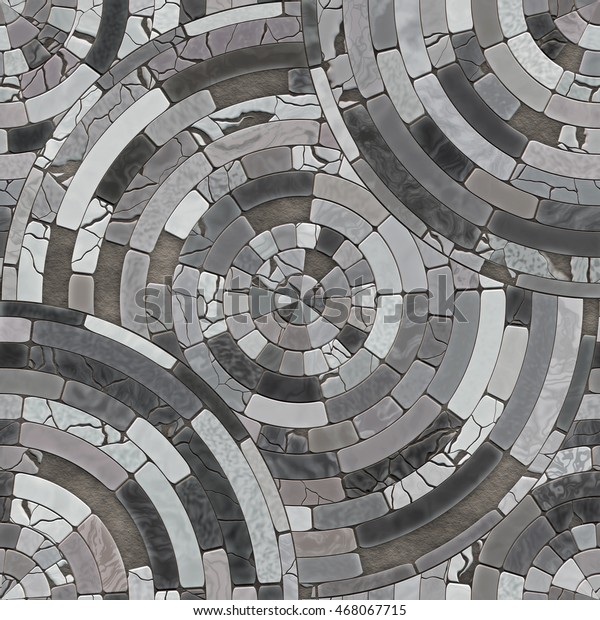 Cobble Circular Mosaic Seamless Texture Paving Stock Illustration 468067715