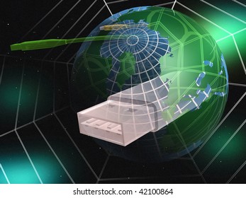Cobweb Cable Globe Against Star Background Stock Illustration 42100864 ...