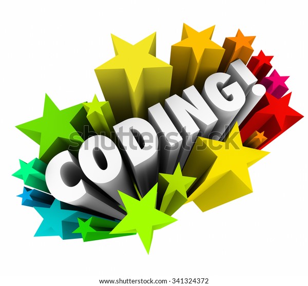 Ilustrasi Stok Coding Word 3d Letters Stars Illustrate 341324372