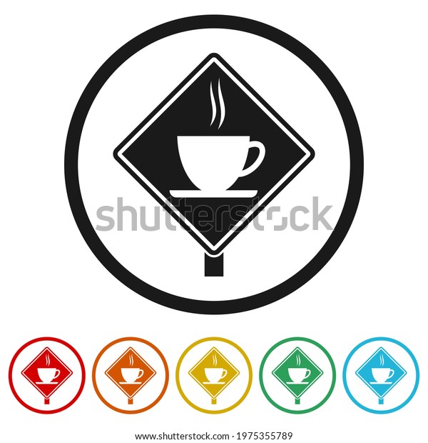 Coffee Cup Flat Warning Sign Ring Stock Illustration 1975355789 ...