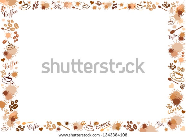 Coffee Frame Background Coffee Cups Bean Stock Illustration 1343384108
