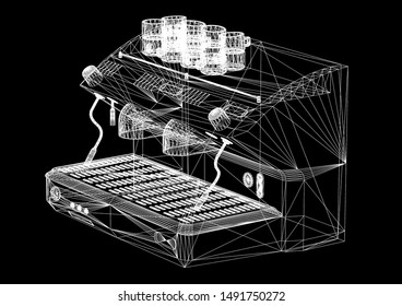 Coffee Machine Blueprint 3d Rendering Stock Illustration 1495496048