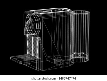 Coffee Machine Blueprint 3d Rendering Stock Illustration 1494798467