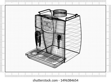 Coffee Machine Blueprint 3d Rendering Stock Illustration 1496384654 ...