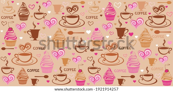 Coffee Seamless Pattern Cups Seamless Texture Stock Illustration ...