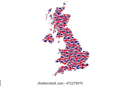 Collage Union Jack Flags Within Map 스톡 일러스트 471275975