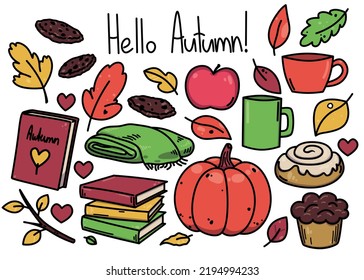 Collection Bright Aesthetic Fall Objects Cartoon Stock Illustration ...