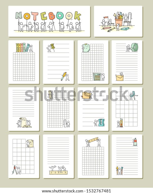 Collection Cute Blocks Cards Notes Stickers Stock Illustration ...