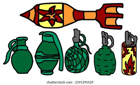 Collection Different Types Grenades Stock Illustration 2191295529 ...