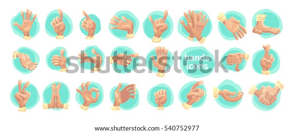 Collection Flat Hand Symbols Isolated On Stock Illustration 540752977 ...