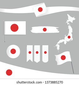 Collection Japanese Flags Multiple Different Styles Stock Illustration ...