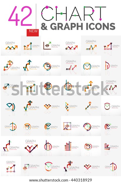 Collection Linear Abstract Logos Chart Graph Stock Illustration ...