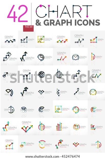 Collection Linear Abstract Logos Chart Graph Stock Illustration 452476474