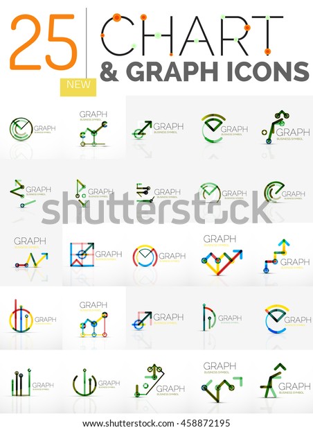 Collection Linear Abstract Logos Chart Graph Stock Illustration ...