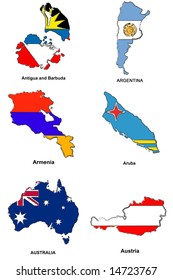 Collection Map Shaped Flags World Style 스톡 일러스트 14723767 | Shutterstock