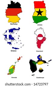 Collection Map Shaped Flags World Style Stock Illustration 14723797