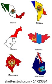 Collection Map Shaped Flags World Style Stock Illustration 14723824 ...