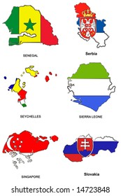 Collection Map Shaped Flags World Style: ภาพประกอบสต็อก 14723788