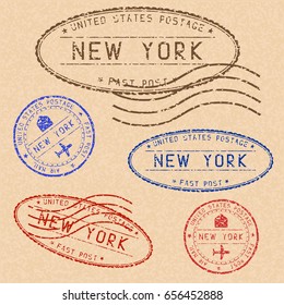 Collection New York Postal Postmarks Partially Stock Illustration 656452888