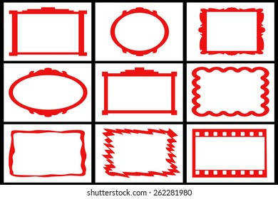 Collection Red Frames On White Backgrounds Stock Illustration 262281980 ...