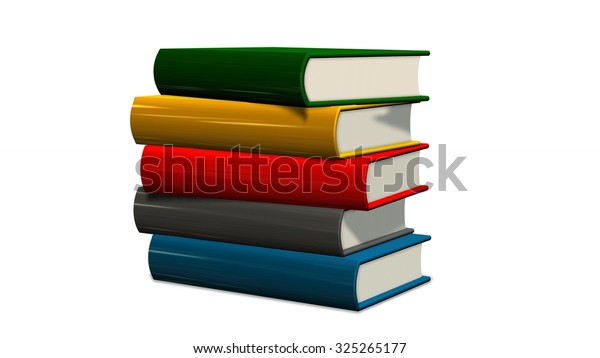Colored Books Stack On White Background Stock Illustration 325265177
