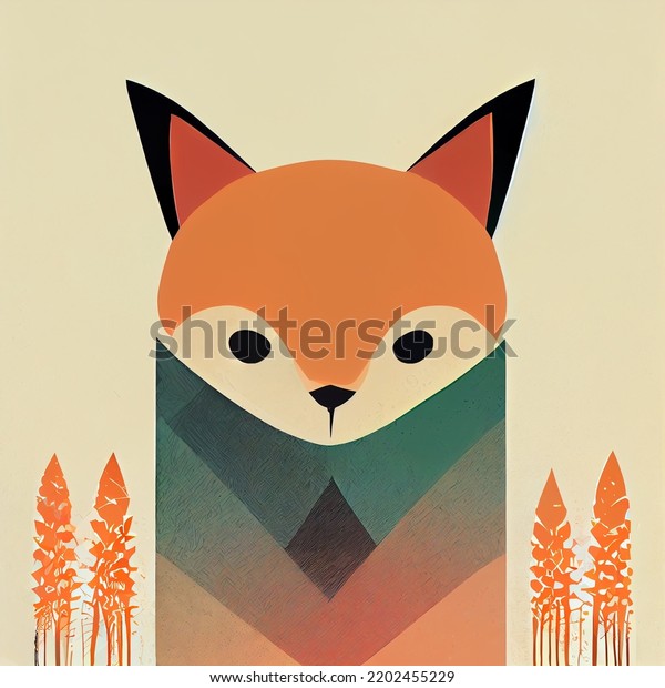 Colored Fox Flat Illustration Render By Stock Illustration 2202455229 ...