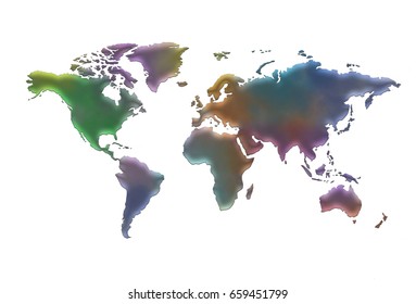 Colored Map World On White Background Stock Illustration 659451799