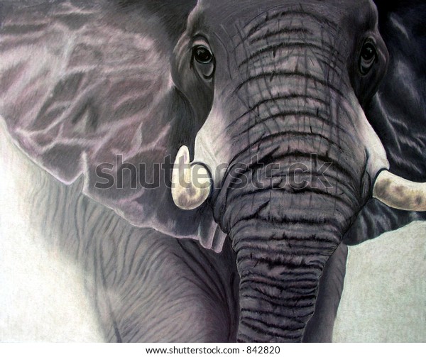 Colored Pencil Elephant Stock Illustration 842820