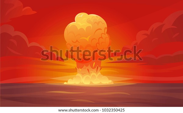 Colored Red Nuclear Explosion Composition Poster Stock Illustration ...