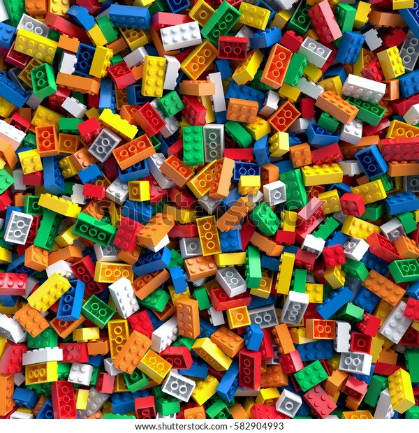 Colored Toy Bricks Background 3d Rendering Stock Illustration 582904993