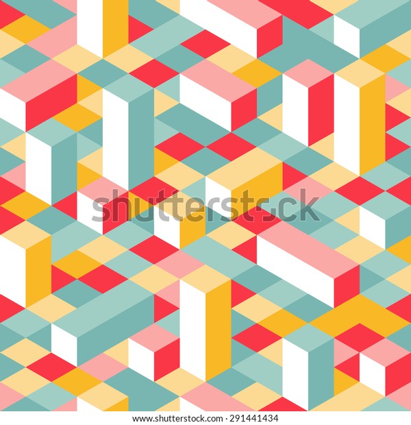 Colorful Isometric Seamless Pattern Random Puzzle Stock Illustration ...