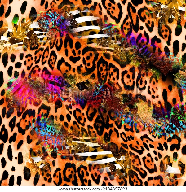 Colorful Leopard Pattern Wave Illustration Background Stock ...