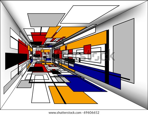 Colorful Perspective Space Stock Illustration 69606652