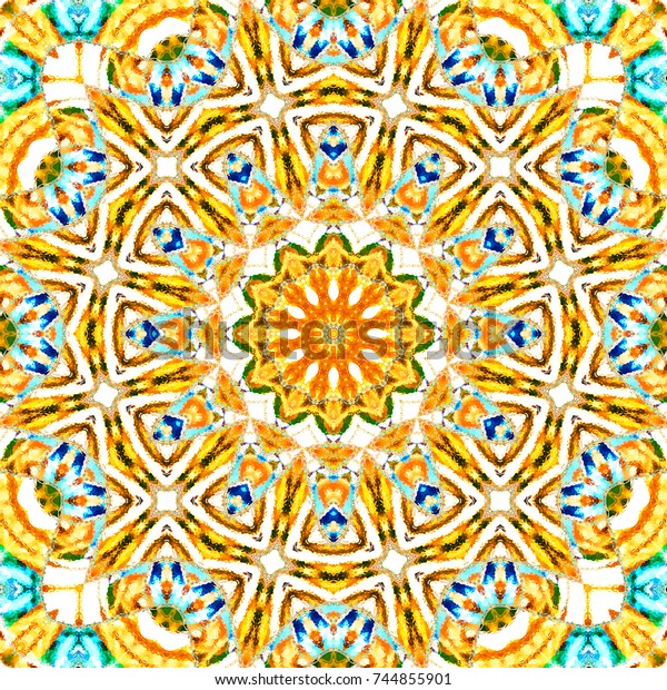 Colorful Symmetrical Pattern Textile Ceramic Tiles Stock Illustration ...