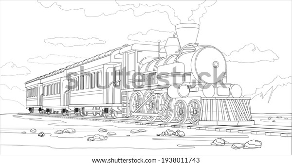 Coloring Page 3d Model Train Bright Stock Illustration 1938011743