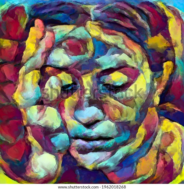 Coloring Series Composition Human Face Colors Stock Illustration ...