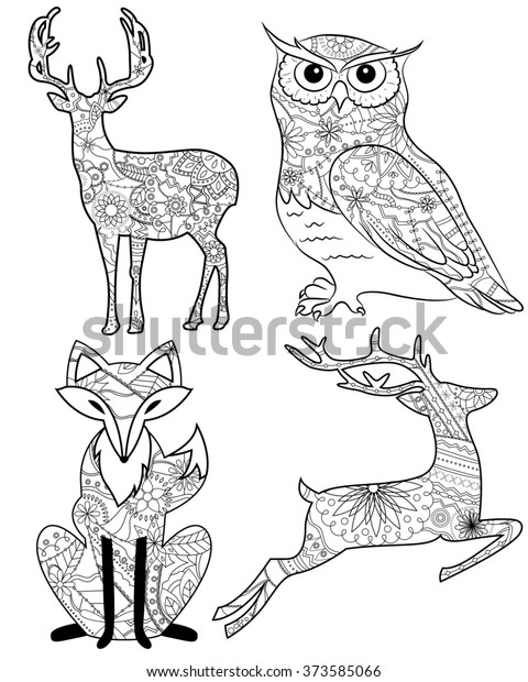 Coloring Set Animals Stock Illustration 373585066 | Shutterstock