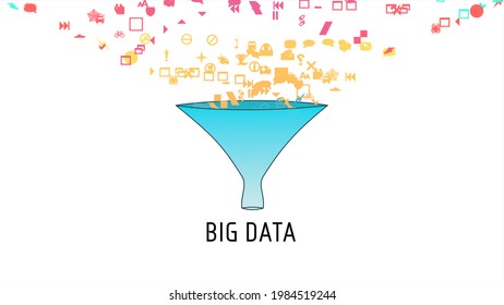 Colourful Big Data Funnel Processing Visualization Stock Illustration ...