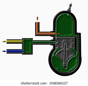 Colourful Two Stroke Engine Graphics Stock Illustration 1968360127 ...