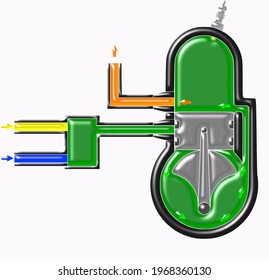 Colourful Two Stroke Engine Graphics Stock Illustration 1968360130