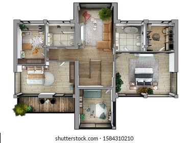 Colours Architectural Plan Top View Scheme Stock Illustration ...