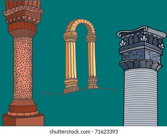 Arcade Seamless Drawn Medieval Style: ilustrações stock 69253681