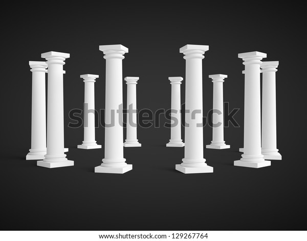 Columns On Black Background Stock Illustration 129267764