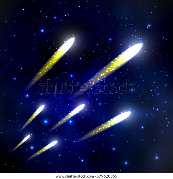Comets Flying Through Space Starry Sky Stock Illustration 579620365 ...