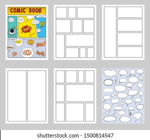 Vector Blank Comic Book Set Creating Stock Vector (Royalty Free) 1492651388