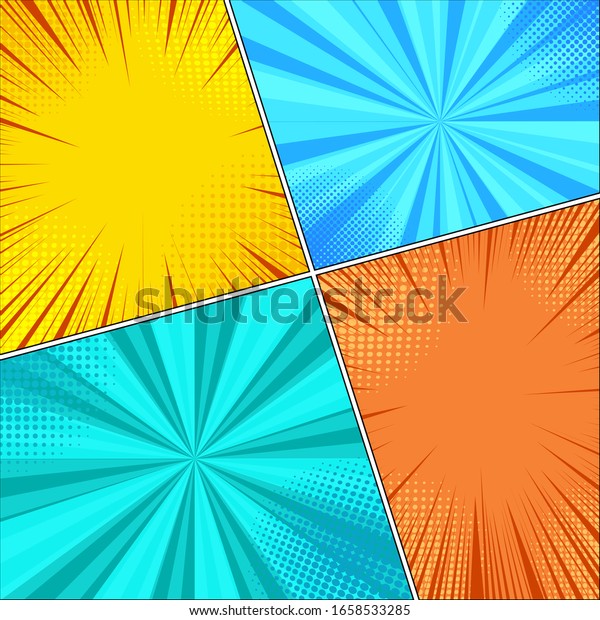Comic Book Bright Template Four Backgrounds Stock Illustration ...