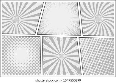 Comic Book Page Template Different Backgrounds: ilustrações stock ...