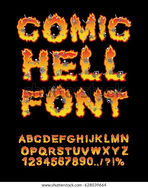 Comic Hell Font Inferno Abc Fire Stock Illustration 628039664