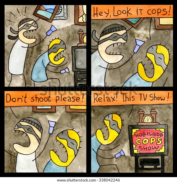 Comic Strip Sneaky Thief Stock Illustration 338042246